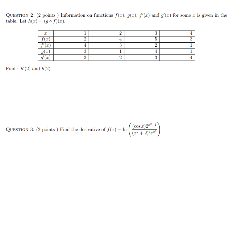 Solved QUESTION 2. (2 points ) Information on functions | Chegg.com