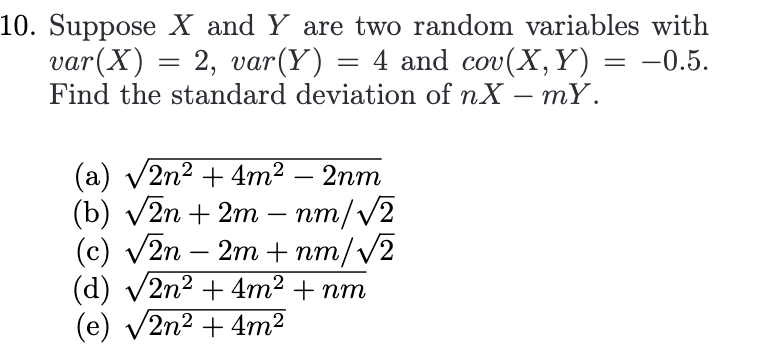 Solved Suppose X and Y are two random variables with | Chegg.com