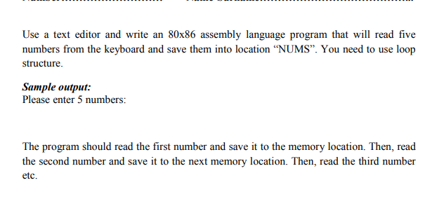 Solved Use a text editor and write an 80x86 assembly | Chegg.com