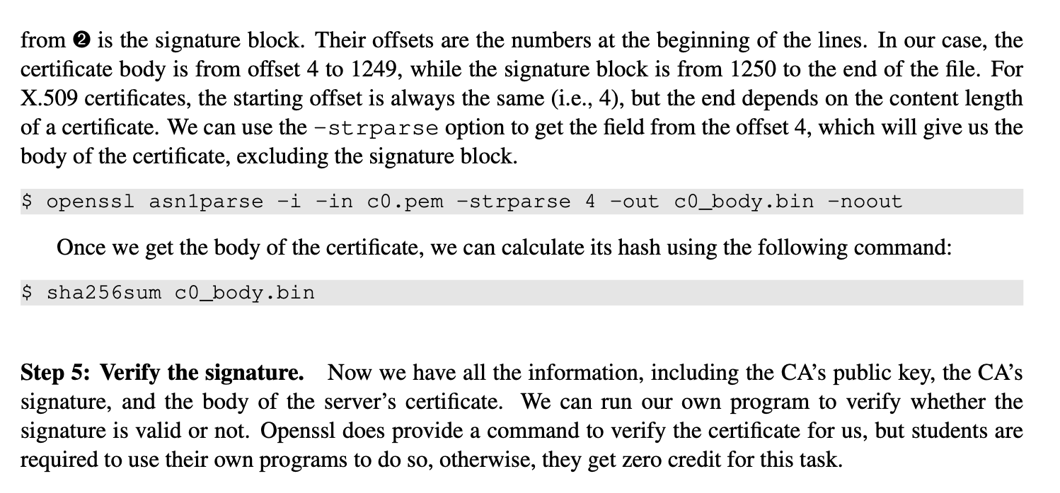Solved Step 3: Extract the signature from the server's | Chegg.com