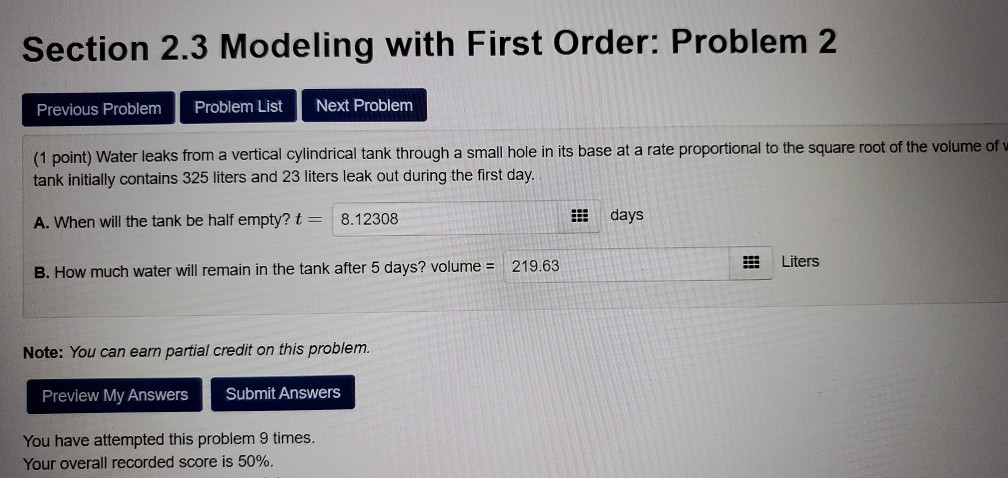 Solved Section 2 3 Modeling With First Order Problem 2