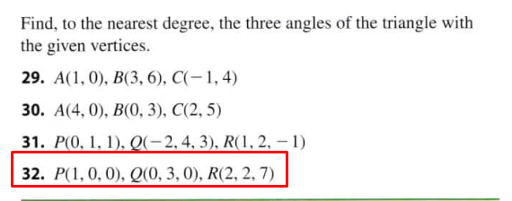 Solved Find, to the nearest degree, the three angles of the | Chegg.com
