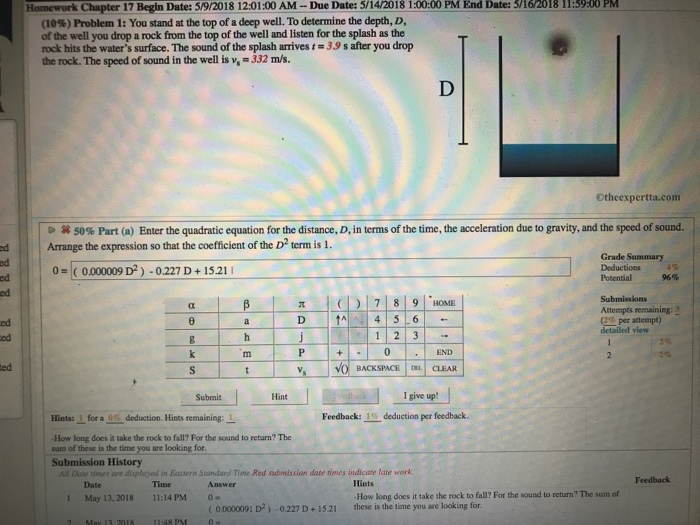 Solved Homework Chapter 17 Begin Date: 5/9/2018 12:01:00 | Chegg.com