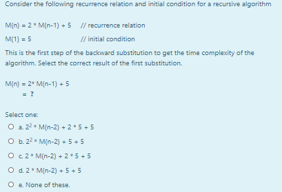 Solved Consider the following recurrence relation and | Chegg.com