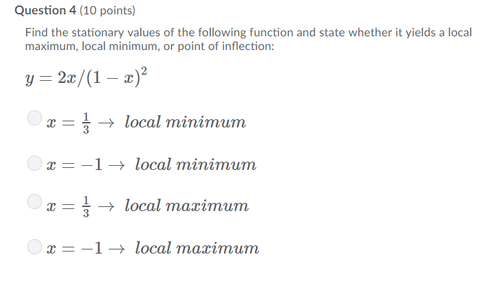 Solved Question 4 (10 points) Find the stationary values of | Chegg.com