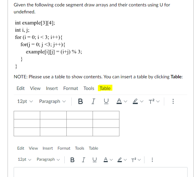Solved Given the following code segment draw arrays and | Chegg.com