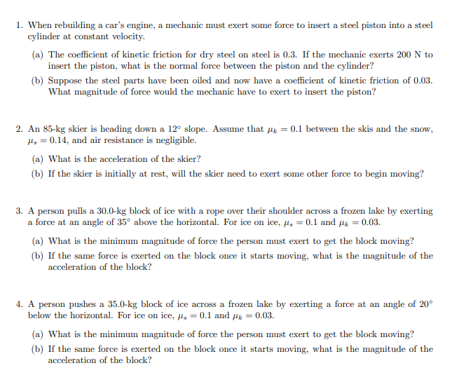 Solved 1. When rebuilding a car's engine, a mechanic must | Chegg.com