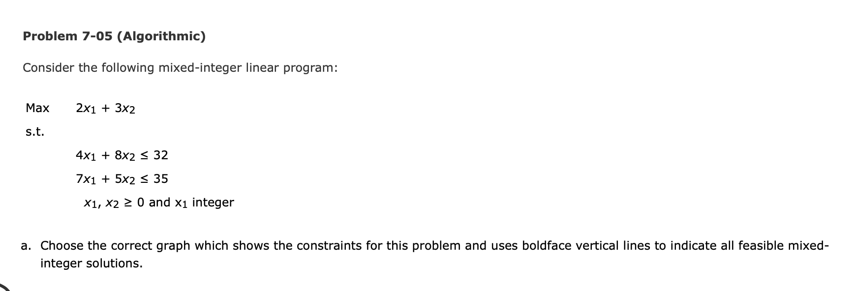 Solved Problem 7-05 (Algorithmic) Consider the following | Chegg.com