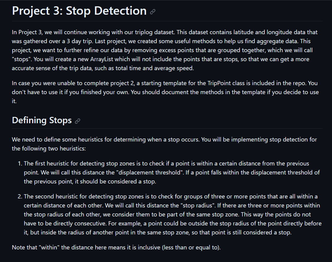 Solved Project 3: Stop Detection In Project 3, we will | Chegg.com