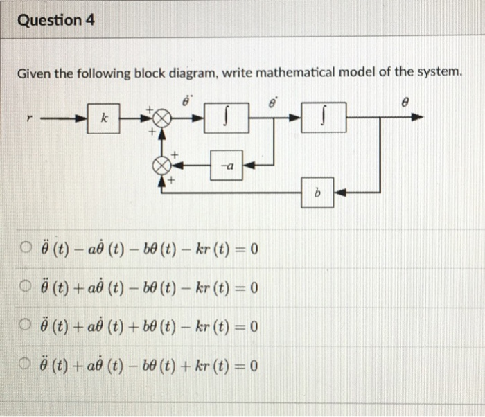 Solved Question 4 Given the following block diagram, write | Chegg.com