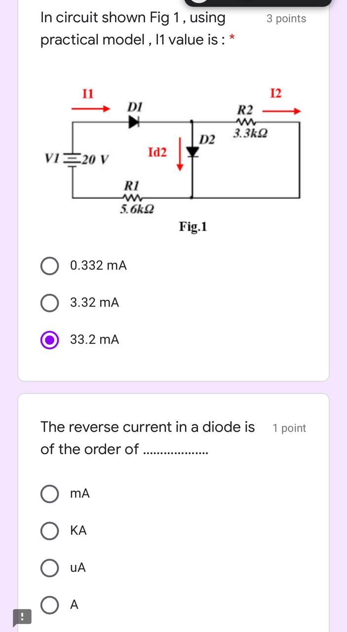 Solved 3 points In circuit shown Fig 1, using practical | Chegg.com