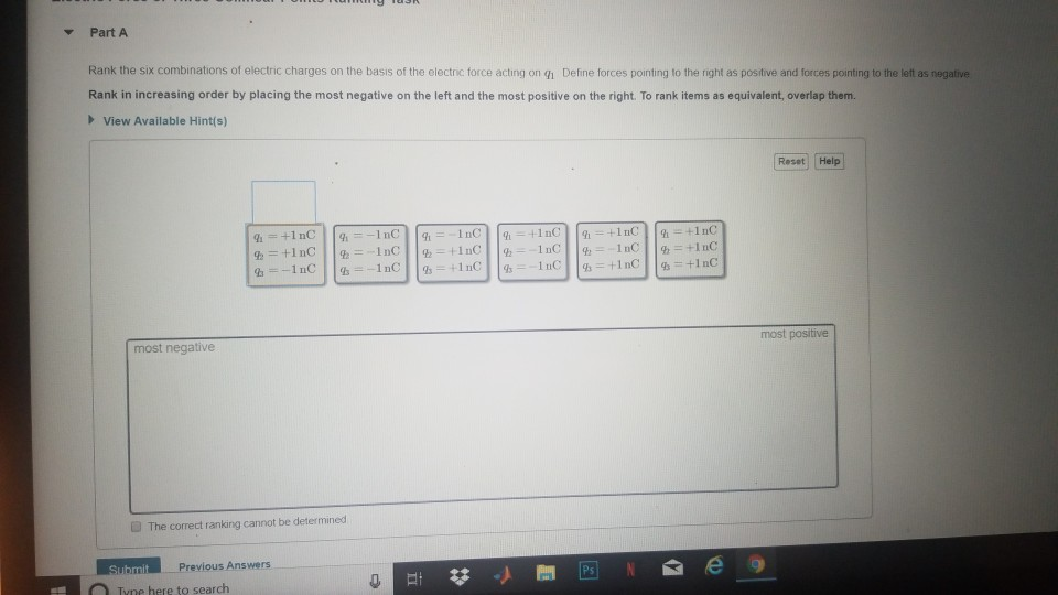 Solved Part A Rank the six combinations of electric charges | Chegg.com