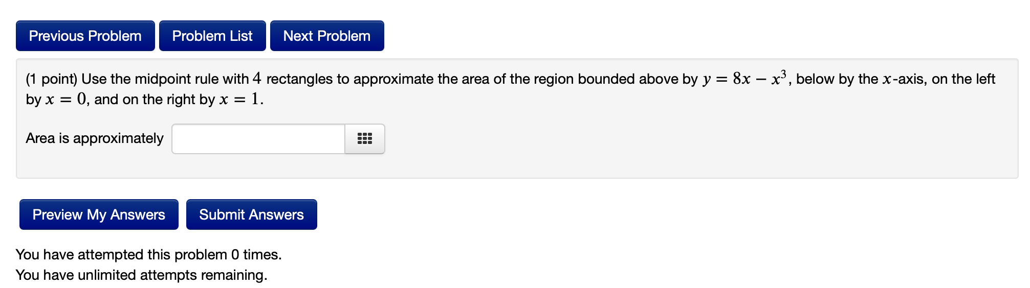 Solved Use the midpoint rule with 4 rectangles | Chegg.com