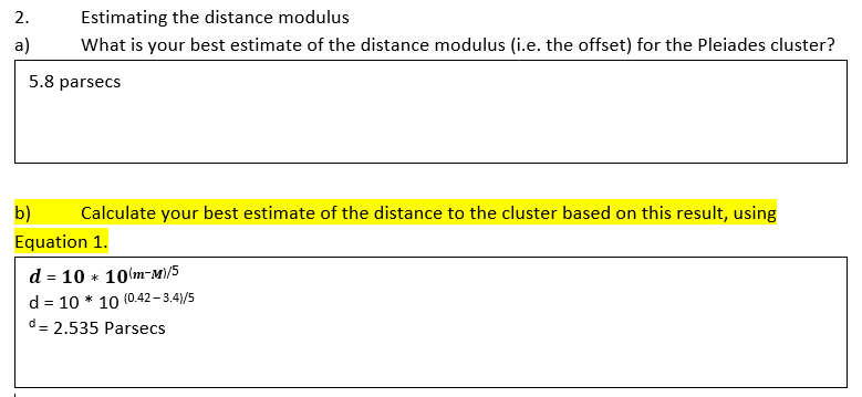 Solved 2 Estimating The Distance Modulus A What Is Your