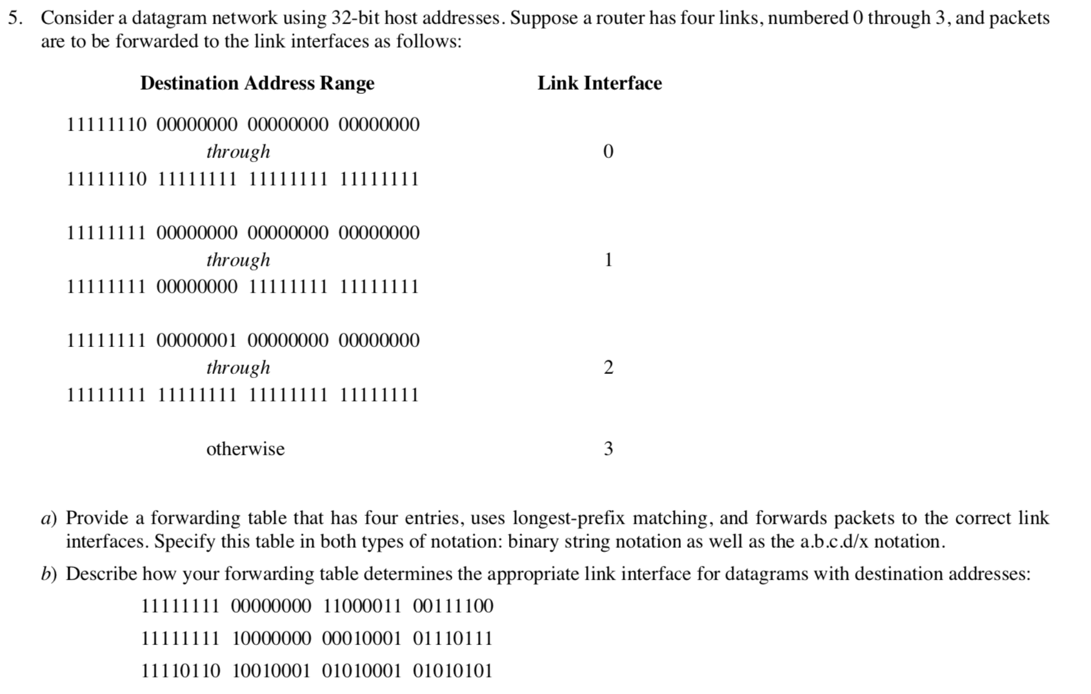 Solved 5. Consider a datagram network using 32-bit host | Chegg.com