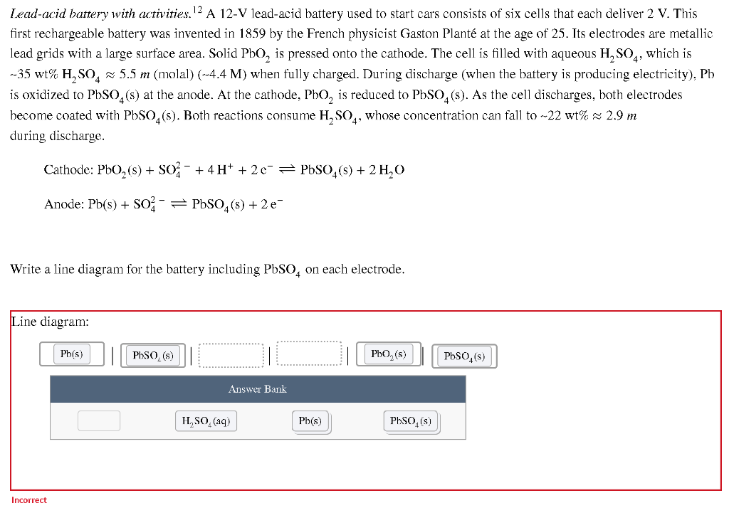 Solved Lead-acid battery with activities. 12 A 12-V | Chegg.com