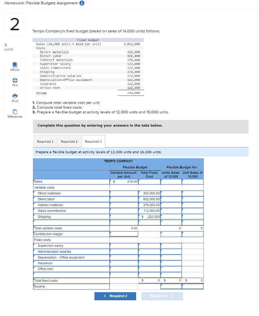 Solved Homework: Flexible Budgets Assignment 2 3 points | Chegg.com