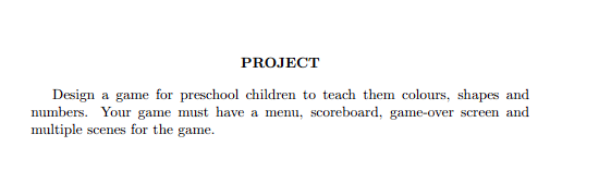 Solved PROJECTDesign a game for preschool children to teach | Chegg.com