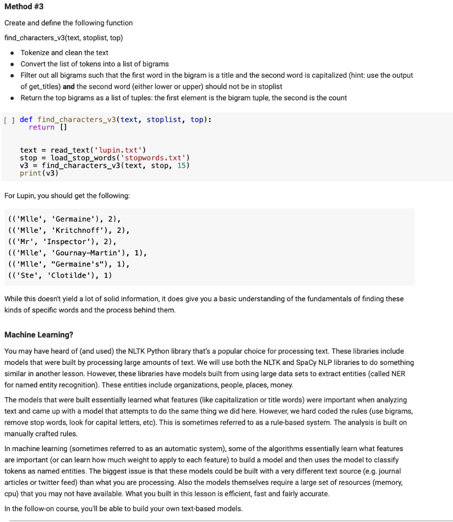 Lesson: Finding Characters One of the goals of the | Chegg.com
