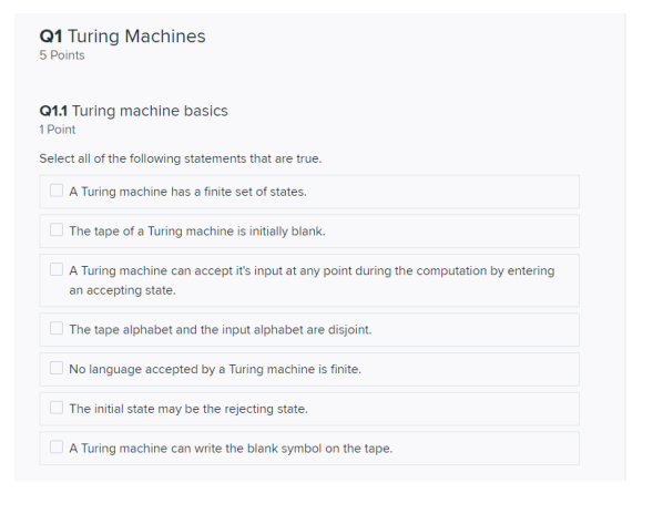 Solved Q1 Turing Machines 5 Points Q1.1 Turing machine | Chegg.com