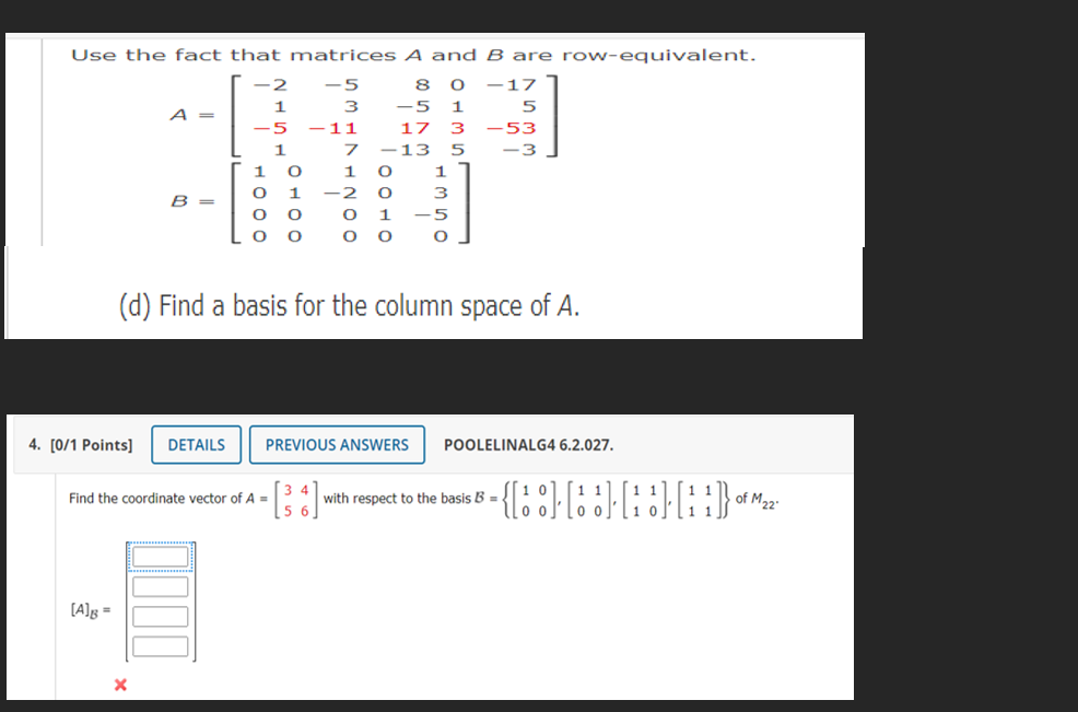 Solved Use the fact that matrices A and B are | Chegg.com
