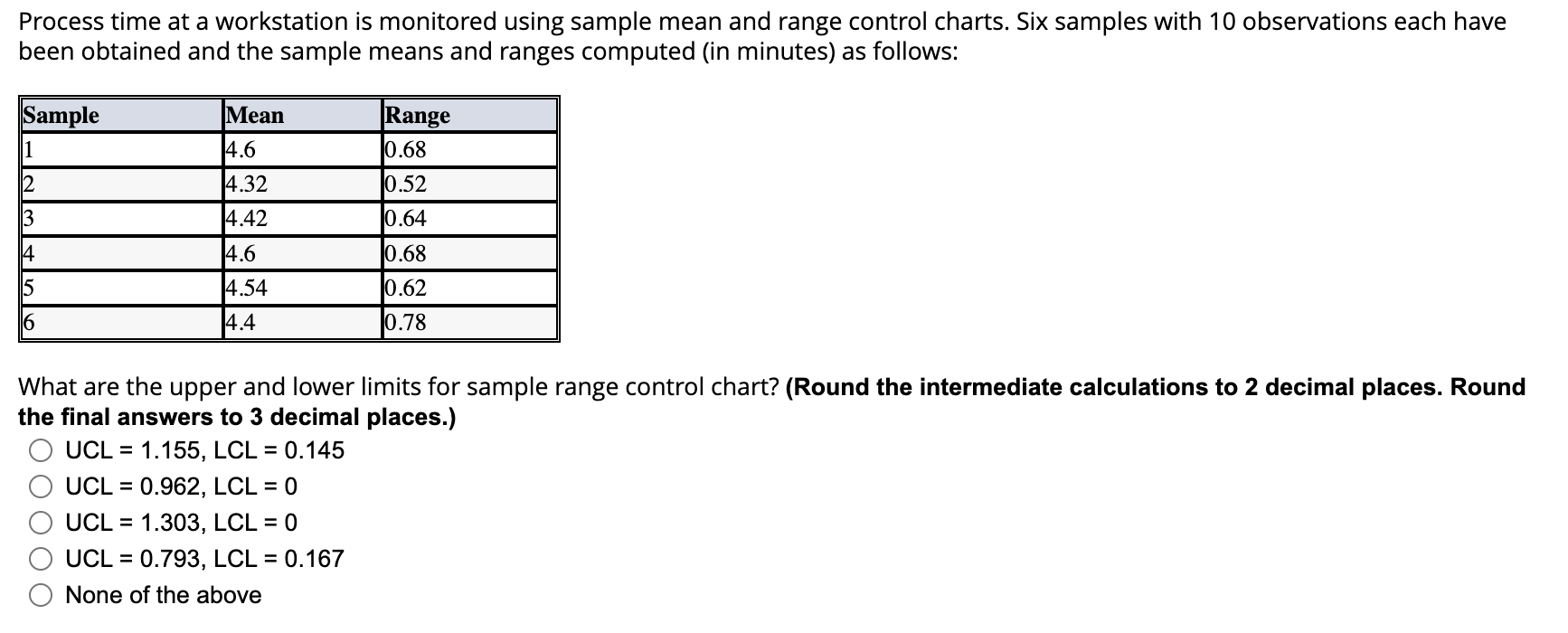 Solved Process time at a workstation is monitored using | Chegg.com