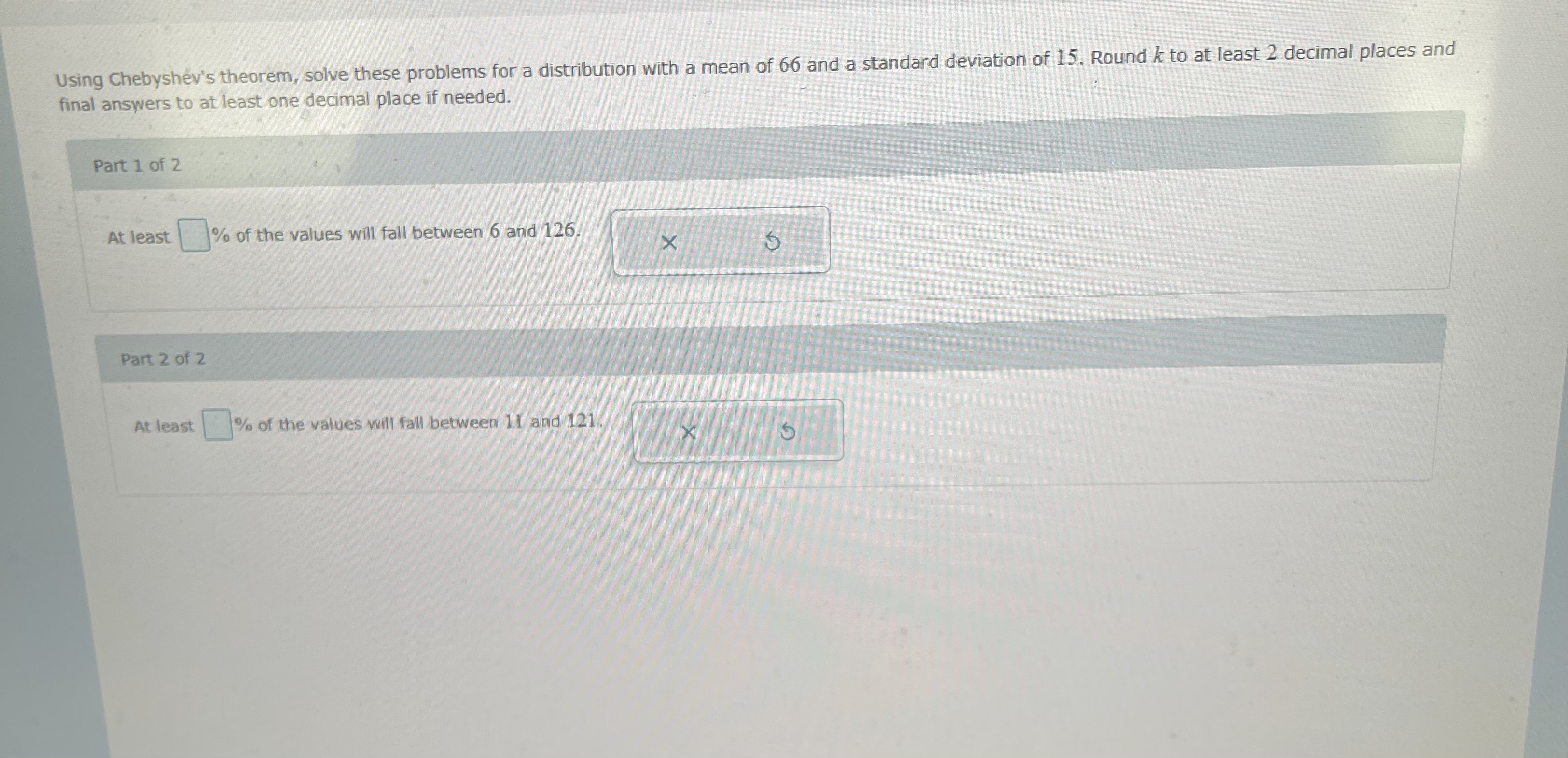 Solved sing Chebyshev's theorem, solve these problems for a | Chegg.com
