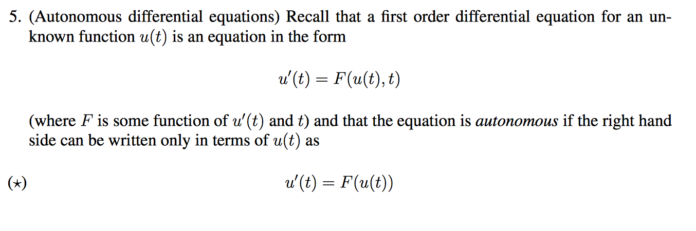 Solved 5. (Autonomous differential equations) Recall that a | Chegg.com
