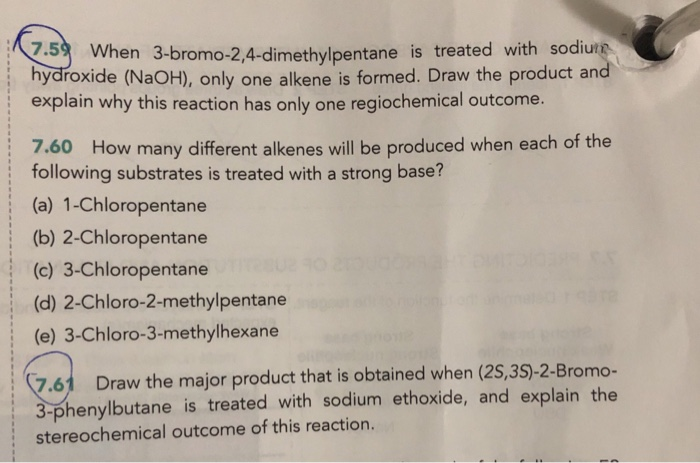 Solved 7.5 When 3-bromo-2,4-dimethylpentane is treated with | Chegg.com