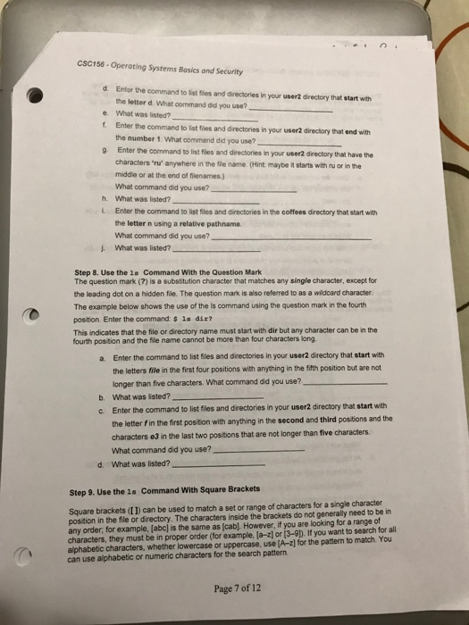 Solved Worksheet Objectives Become familiar with the file | Chegg.com