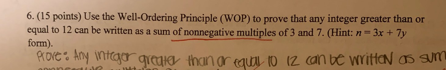 Solved 6. (15 points) Use the Well-Ordering Principle (WOP) | Chegg.com