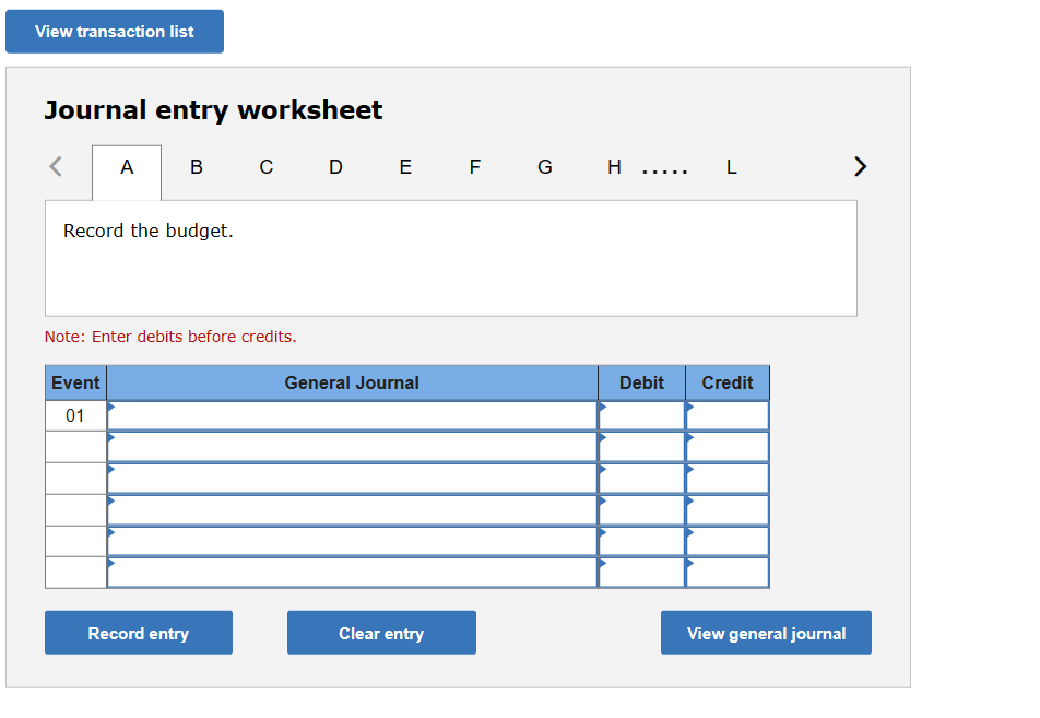 Journal entry worksheet Note: Enter debits before | Chegg.com
