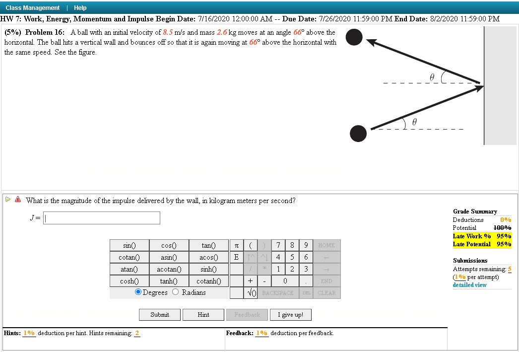 Solved Class Management | Help HW 7: Work, Energy, Momentum | Chegg.com