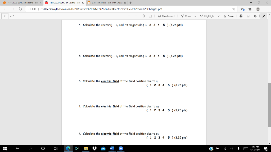 Solved PHYS2020 WMF on Electric Fici X PHYS2020 WME on | Chegg.com