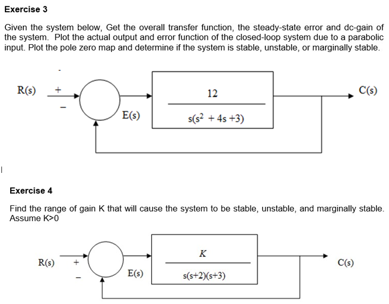 Exercise 3 Given the system below, Get the overall | Chegg.com