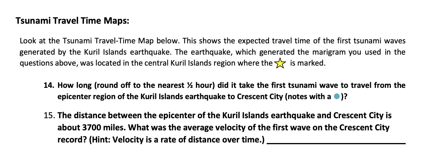 Tsunami Travel Time Maps: Look at the Tsunami | Chegg.com