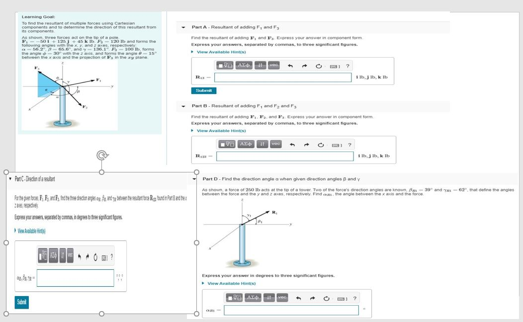 Solved Part A - Resultant of adding F, and Fy Learning Goal: | Chegg.com