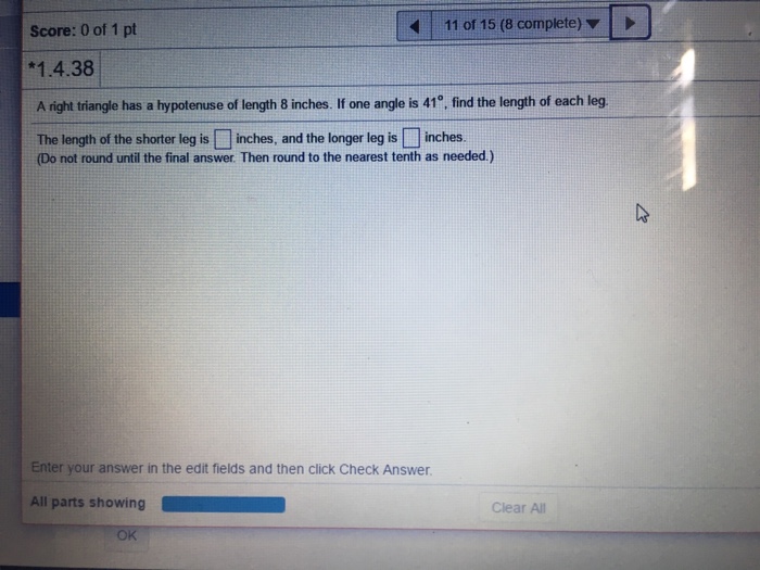 Solved A right triangle has a hypotenuse of length 8 inches. | Chegg.com