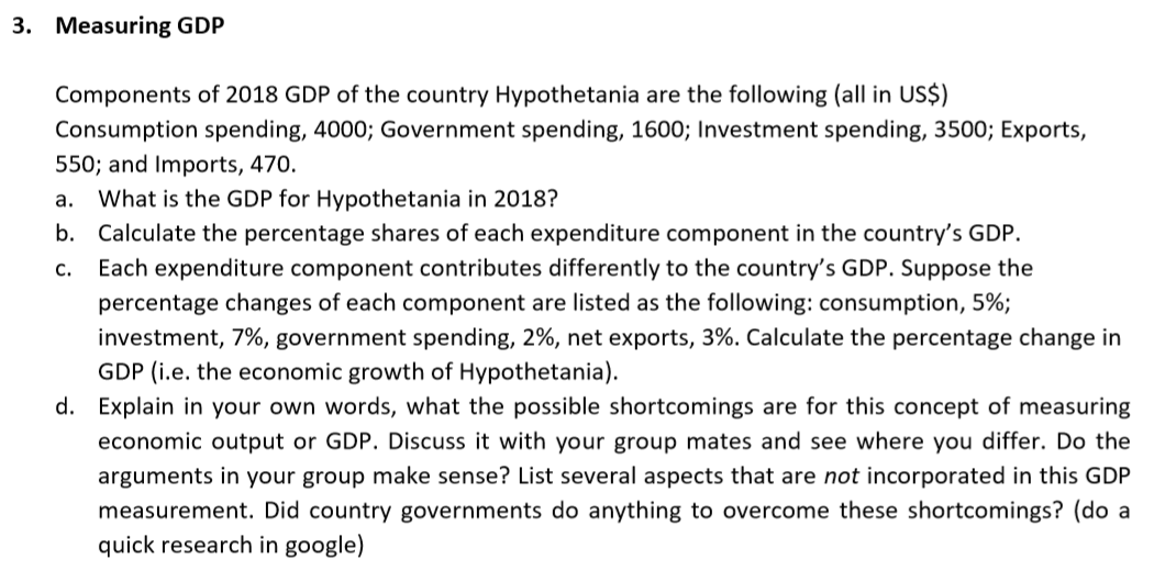 Solved 3. Measuring GDP Components of 2018 GDP of the | Chegg.com