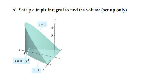 Solved b) Set up a triple integral to find the volume (set | Chegg.com