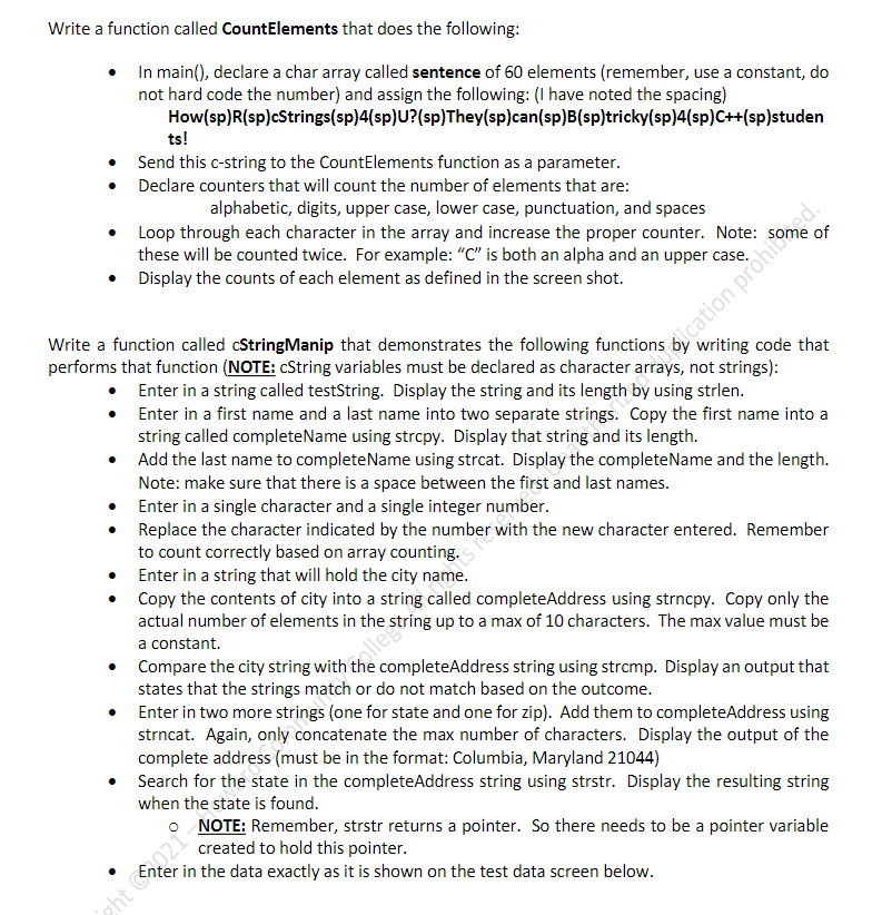 Solved Create a program that shows various c-string | Chegg.com