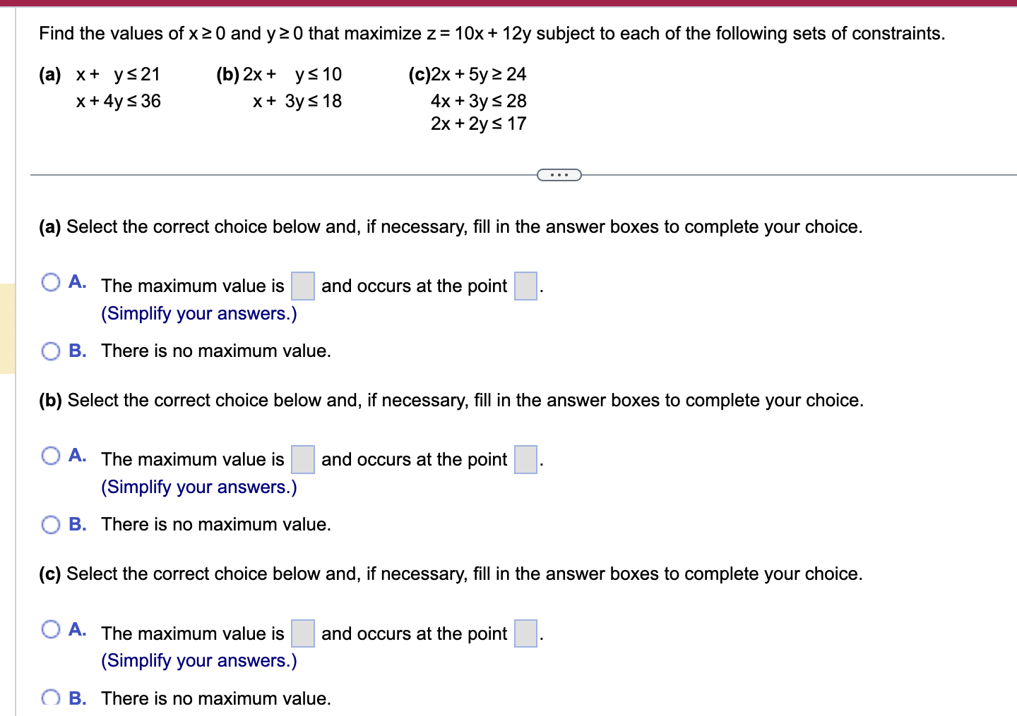 Solved Find the values of x≥0 and y≥0 that maximize | Chegg.com