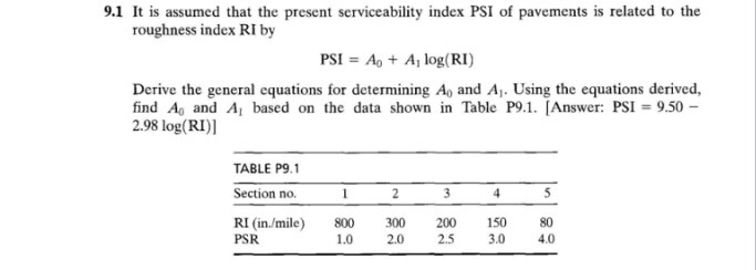 Solved 9.1 It is assumed that the present serviceability | Chegg.com