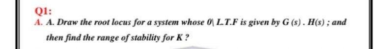 Solved Q1: A. A. Draw the root locus for a system whose 0\ | Chegg.com