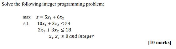 Solved Solve the following integer programming problem: max | Chegg.com