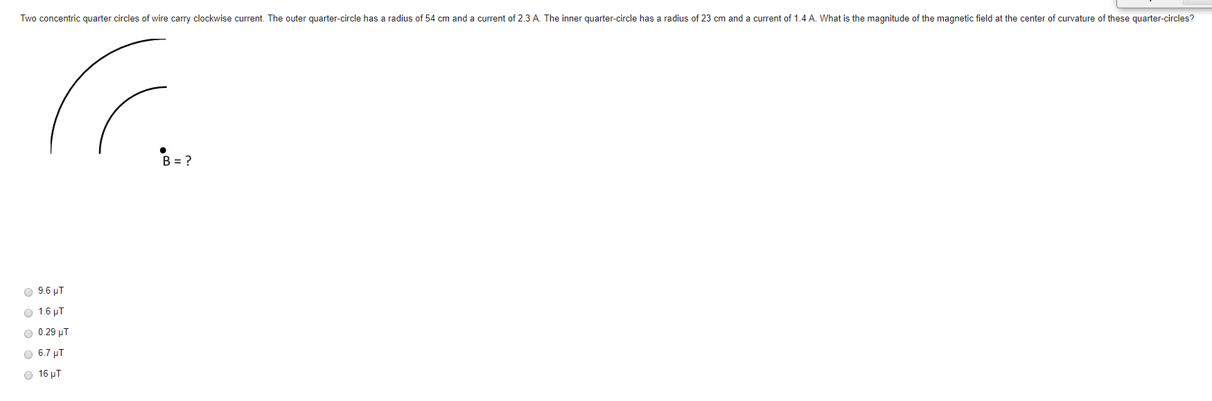 Solved Two concentric quarter circles of wire carry | Chegg.com