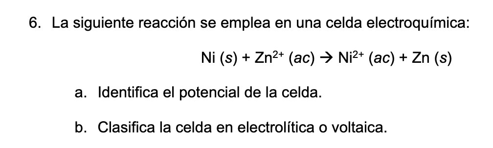Solved The reaction is used in an electrochemical cell. a. | Chegg.com