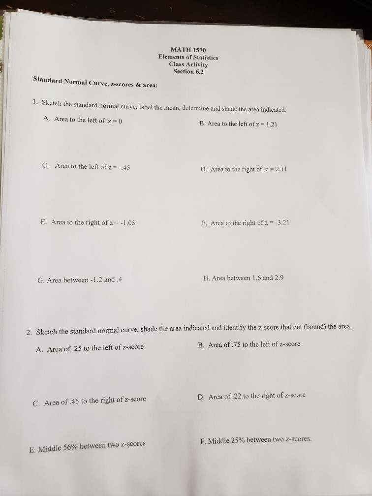 Solved MATH 1530 Elements of Statistics Class Activity | Chegg.com
