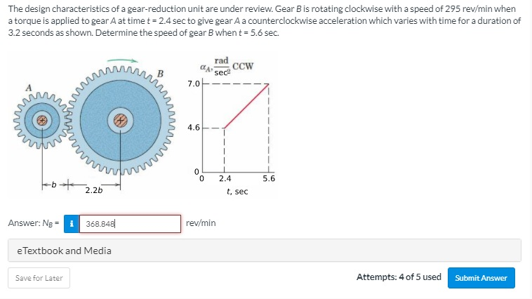 Solved The design characteristics of a gear-reduction unit | Chegg.com