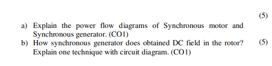 Solved (5) a) Explain the power flow diagrams of Synchronous | Chegg.com